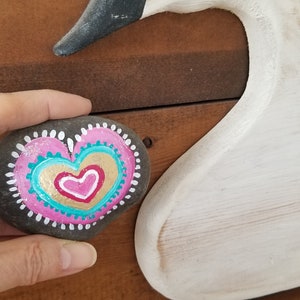 Stone Art, Painted Stone, Heart Rock, Love Token, Heart Gift, Heart Art ...
