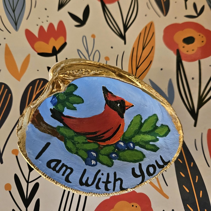 Painted Shell With Red Bird - Etsy