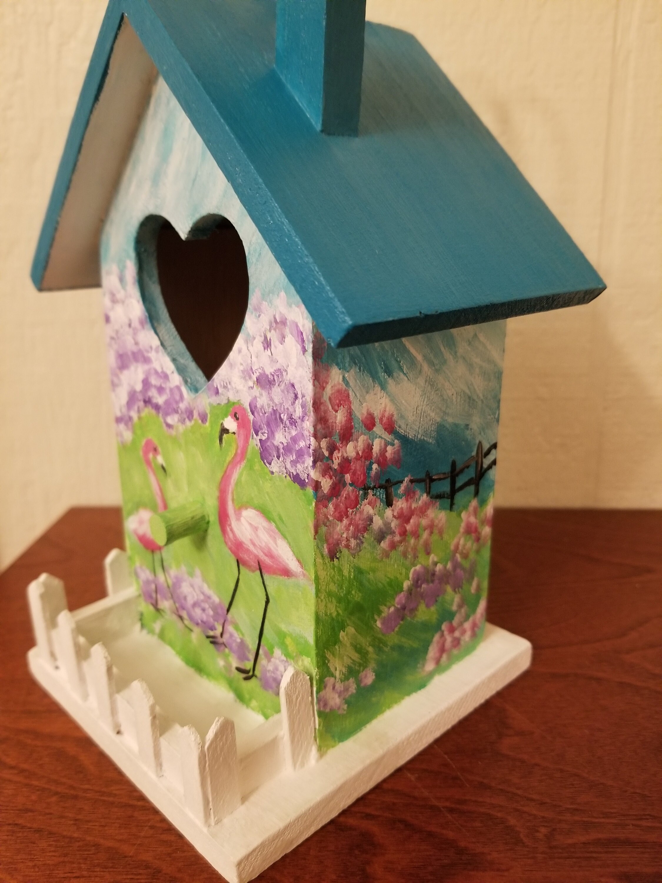 Painted Wood Birdhouse Pink Flamingo Collectors Item | Etsy