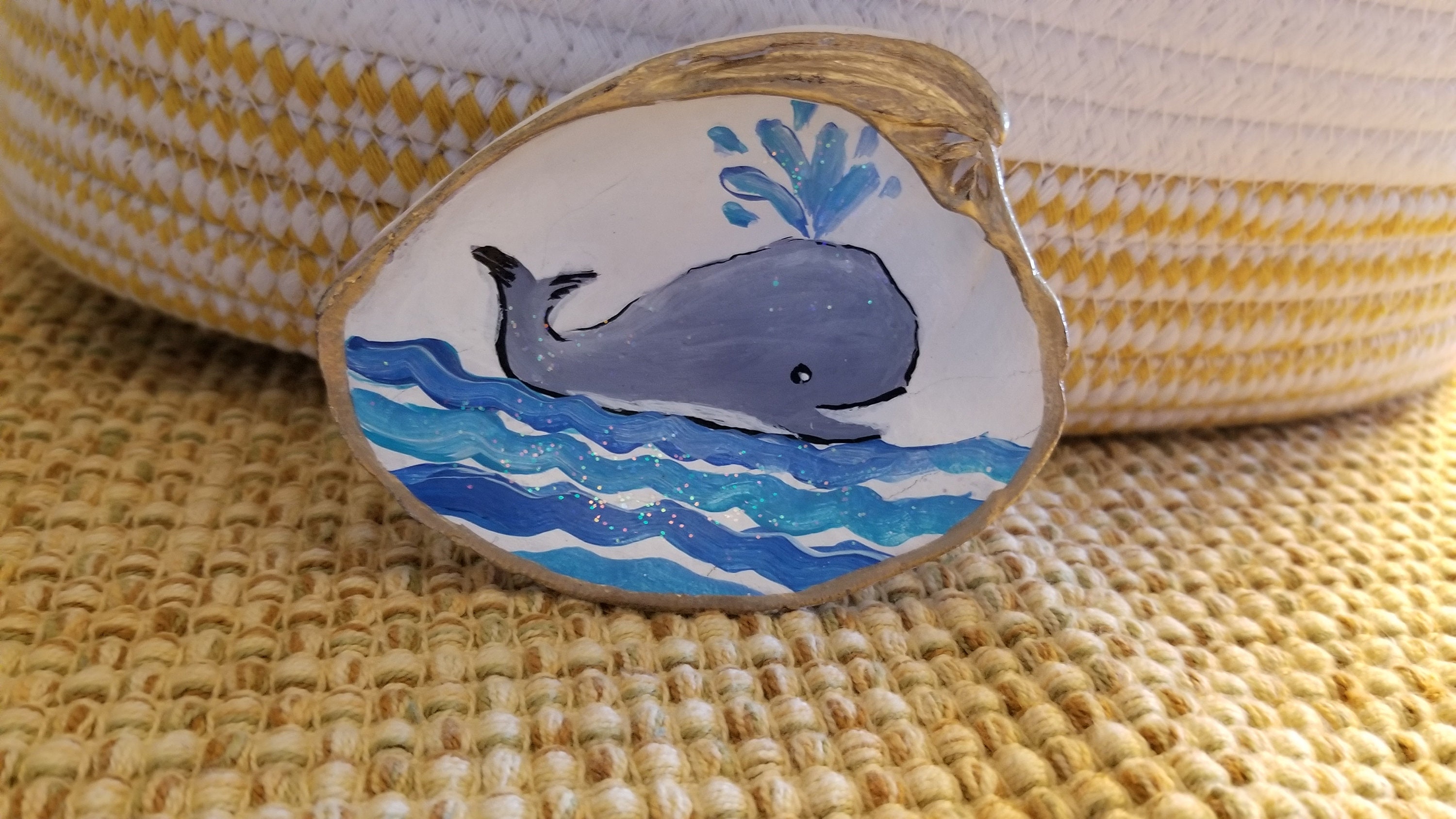 Hand-painted Shell, Whale Seashell, Whimsical Whale Art, Fish Painting ...