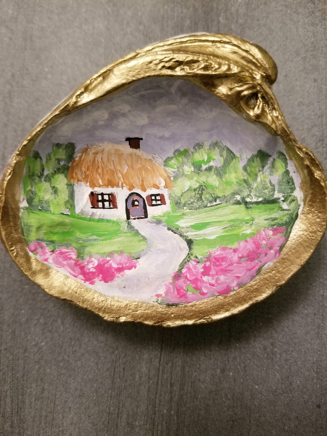 Hand-painted Shell, Art on Seashell, Original Artwork, English Cottage ...