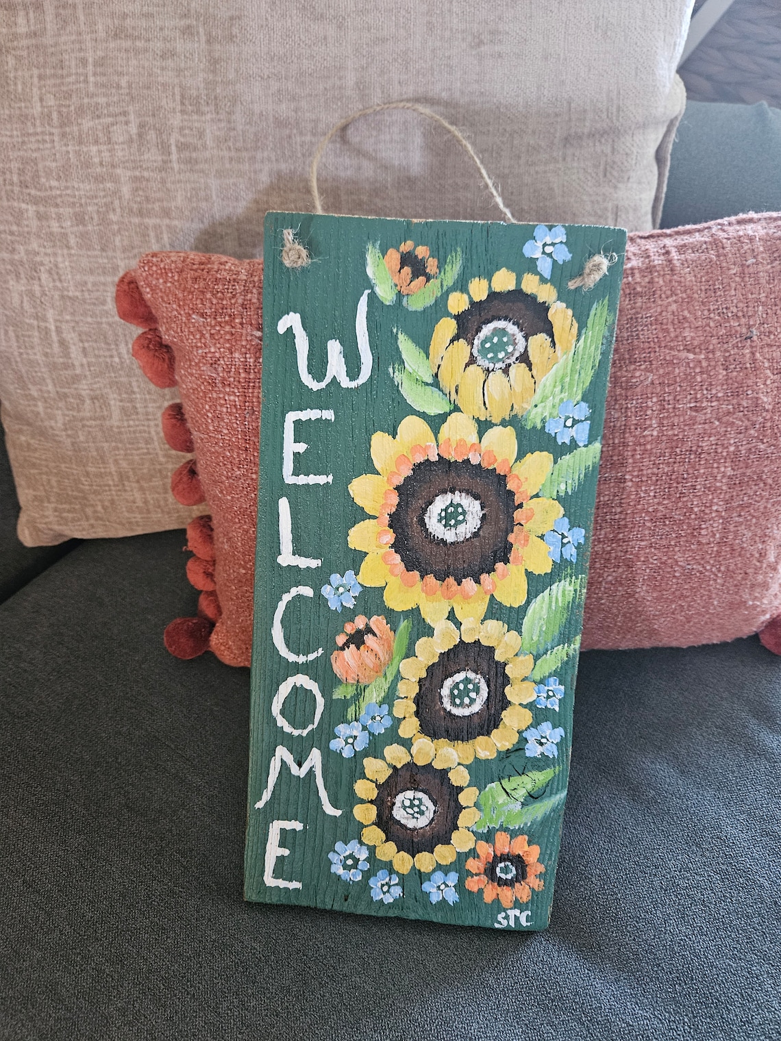 Hand-painted Sunflower Welcome Sign Summer Door Hanger Front - Etsy