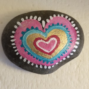 Stone Art, Painted Stone, Heart Rock, Love Token, Heart Gift, Heart Art ...