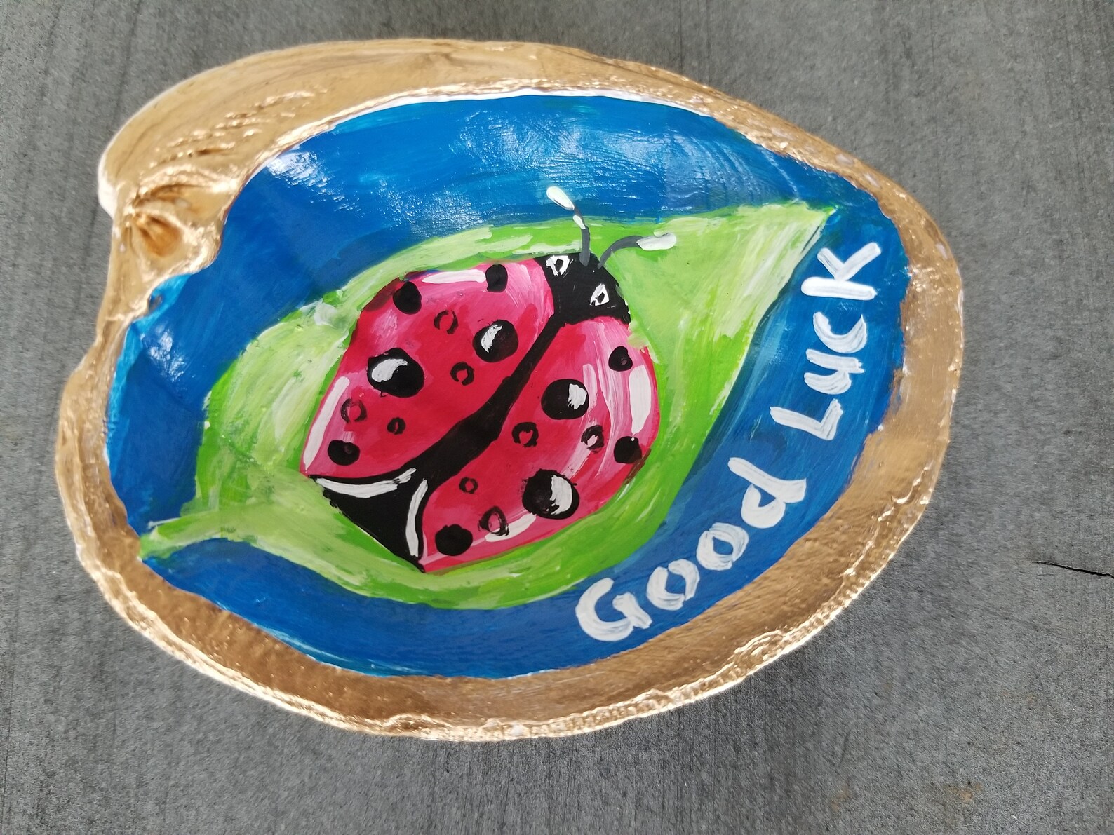 Hand-Painted Shell Ladybug ArtArt on Shell Seashell Art | Etsy