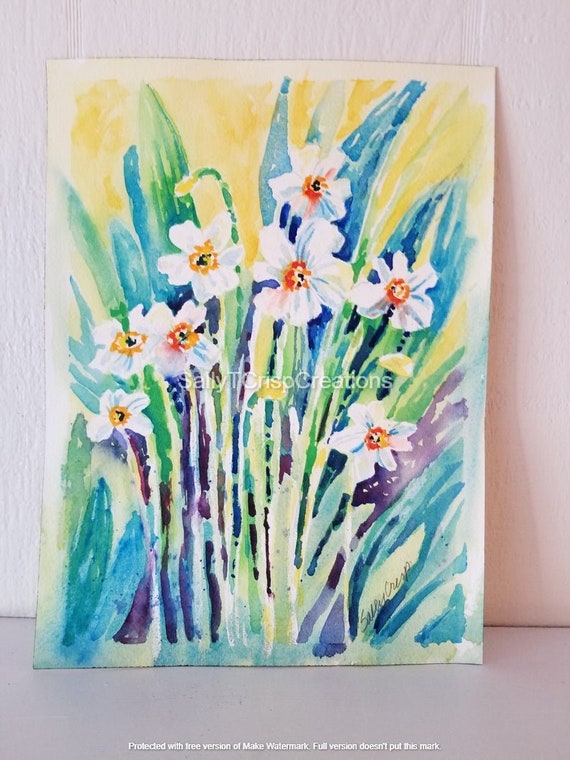 Original Watercolor Spring Flower Art Daffodil Art Flower | Etsy