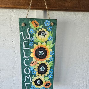 Hand-painted Sunflower Welcome Sign: Rustic Farmhouse Decor - Etsy