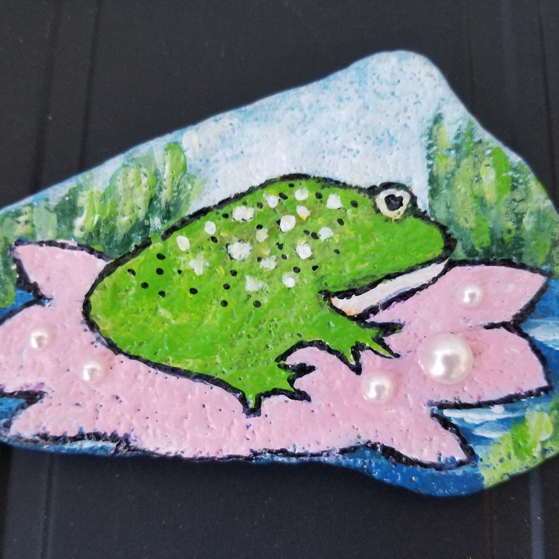 Frog on a Rock - Etsy