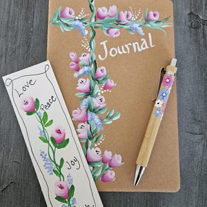 Hand-painted Journal With Flowers, Floral Painted Lined Diary, Journal ...
