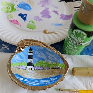 Hand-painted Lighthouse Shell, Original Seashell Coastal Decor, Sally ...