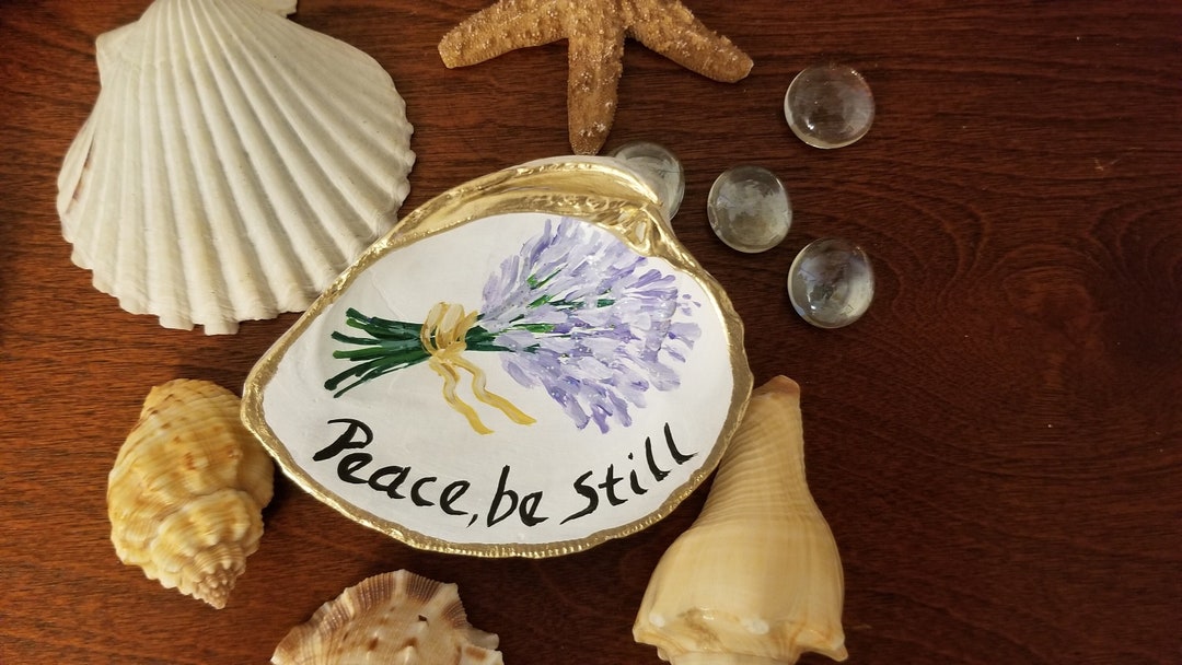 Hand-painted Shell, Seashell Art, Peace Word Artwork, Inspirational ...