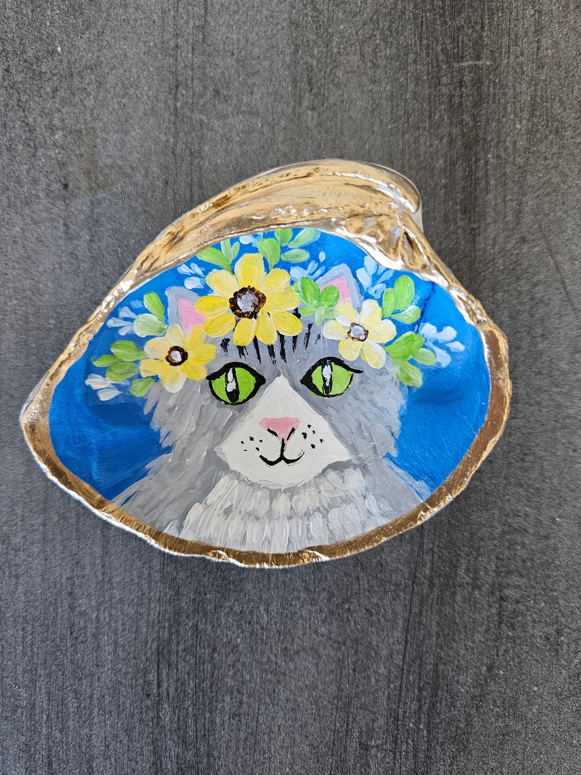 Hand-painted Shell, Artwork on Seashell, Cat Lover, Feline Painting ...