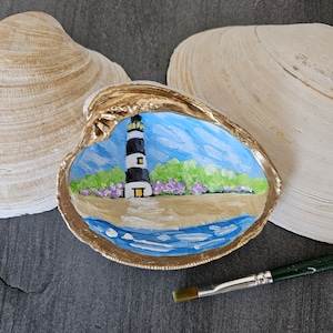 Hand-painted Lighthouse Shell, Original Seashell Coastal Decor, Sally ...