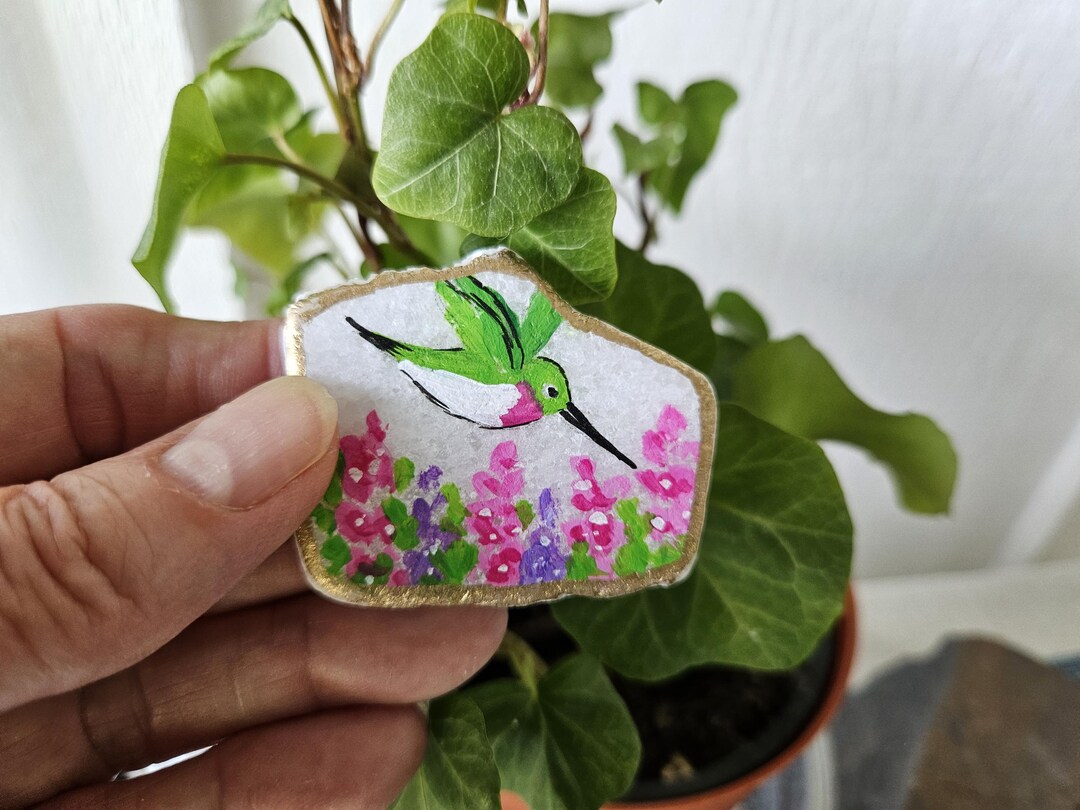 Hand-painted Rock, Hummingbird Stone, Spirit Animal Art, Hummingbird ...