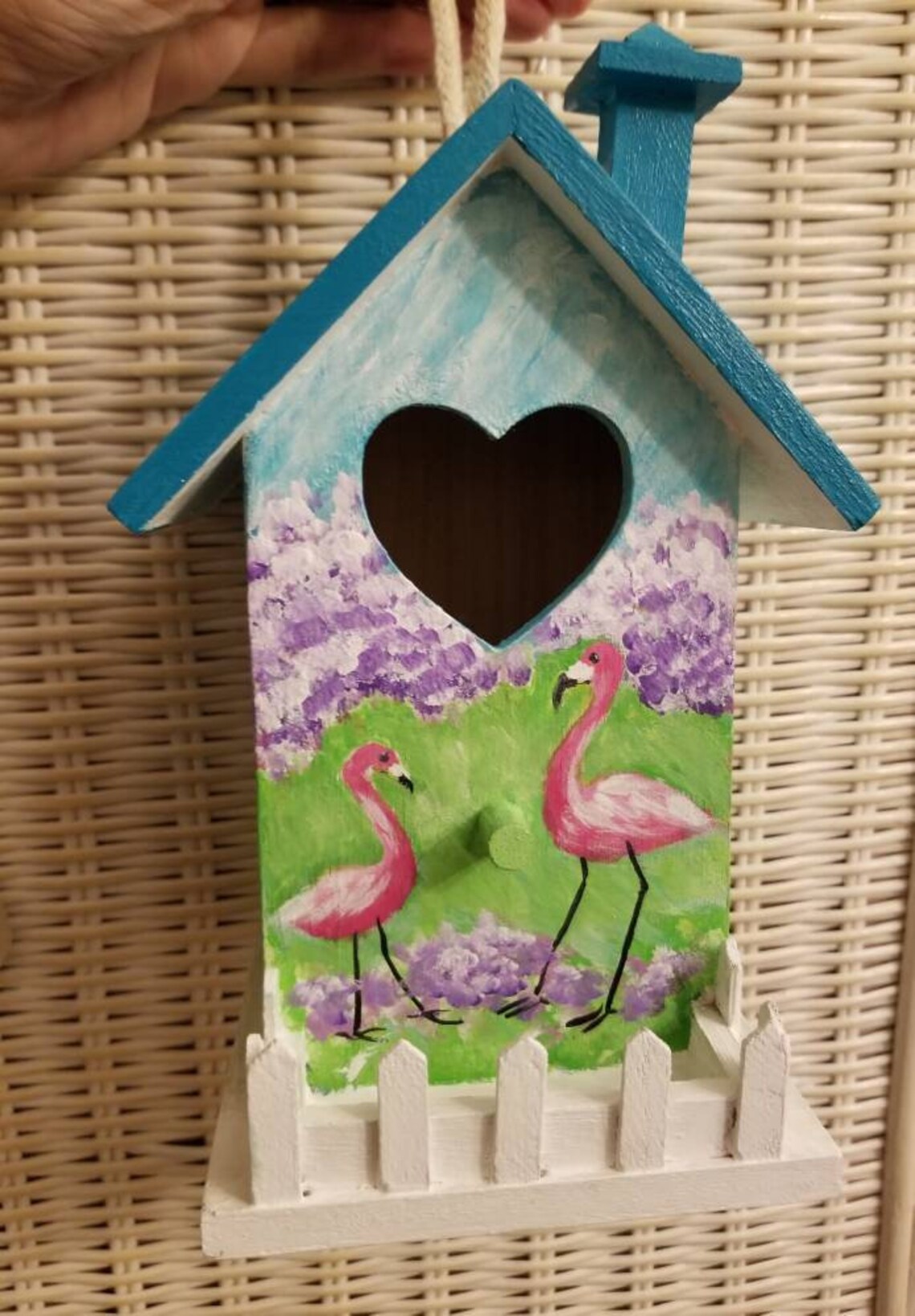 Painted Wood Birdhouse Pink Flamingo Collectors Item - Etsy