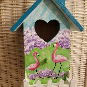 Painted Wood Birdhouse Pink Flamingo Collectors Item - Etsy