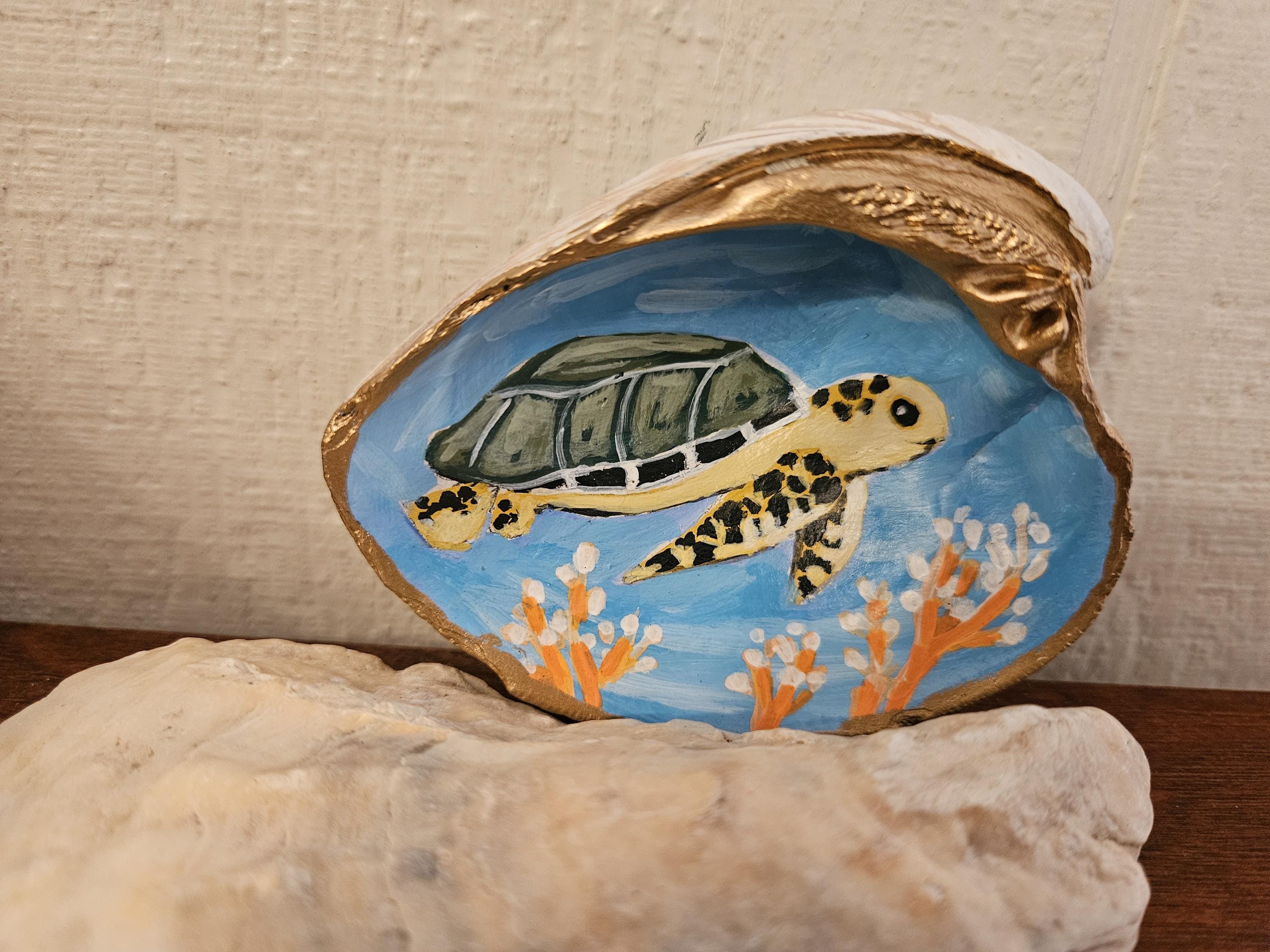 Hand-painted Shell With Sea Turtle, Art on Seashell, Sea Creatures ...