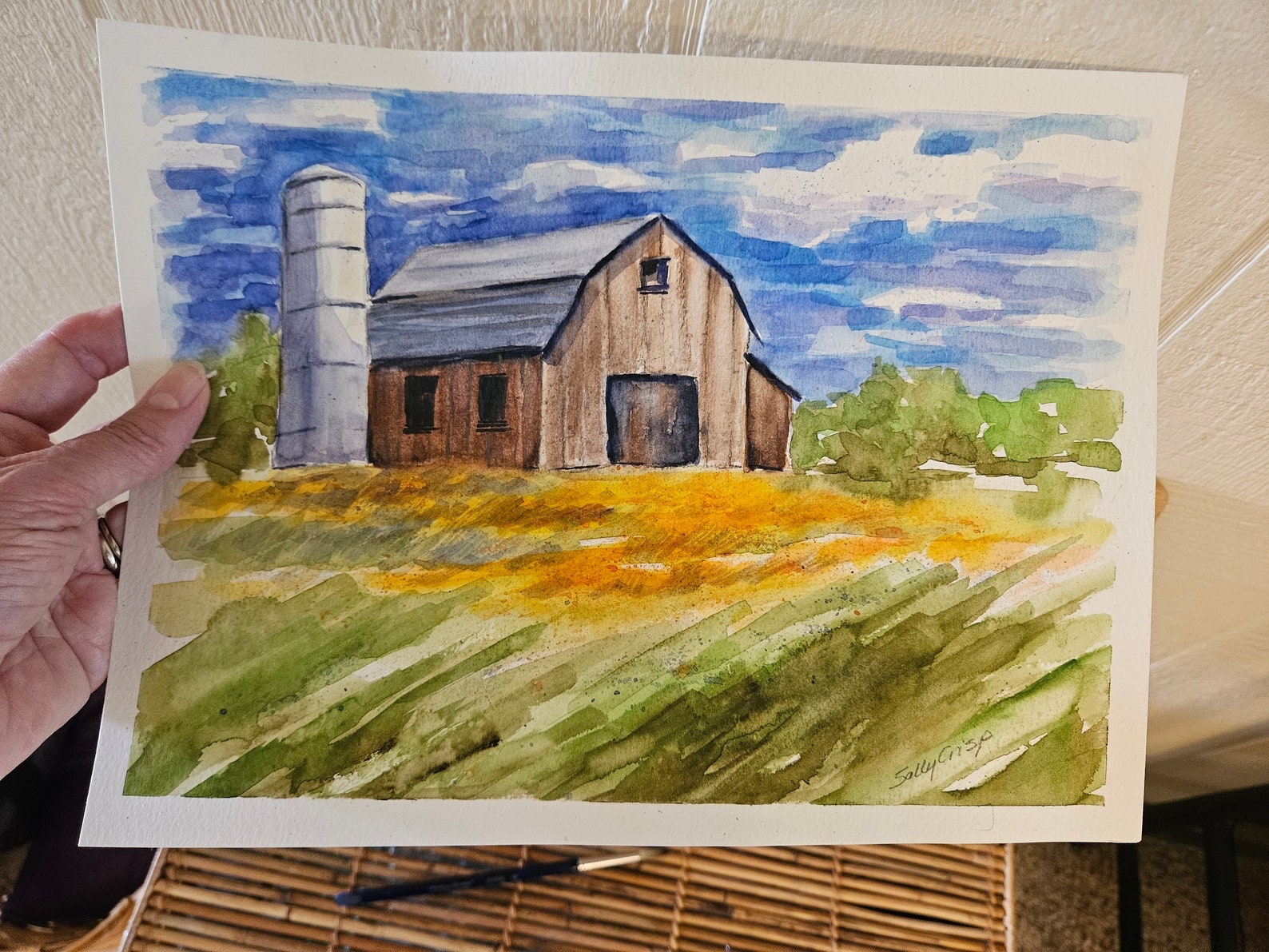 Original Watercolor Barn Painting: Rustic Farm Landscape Art (9x12) - Etsy