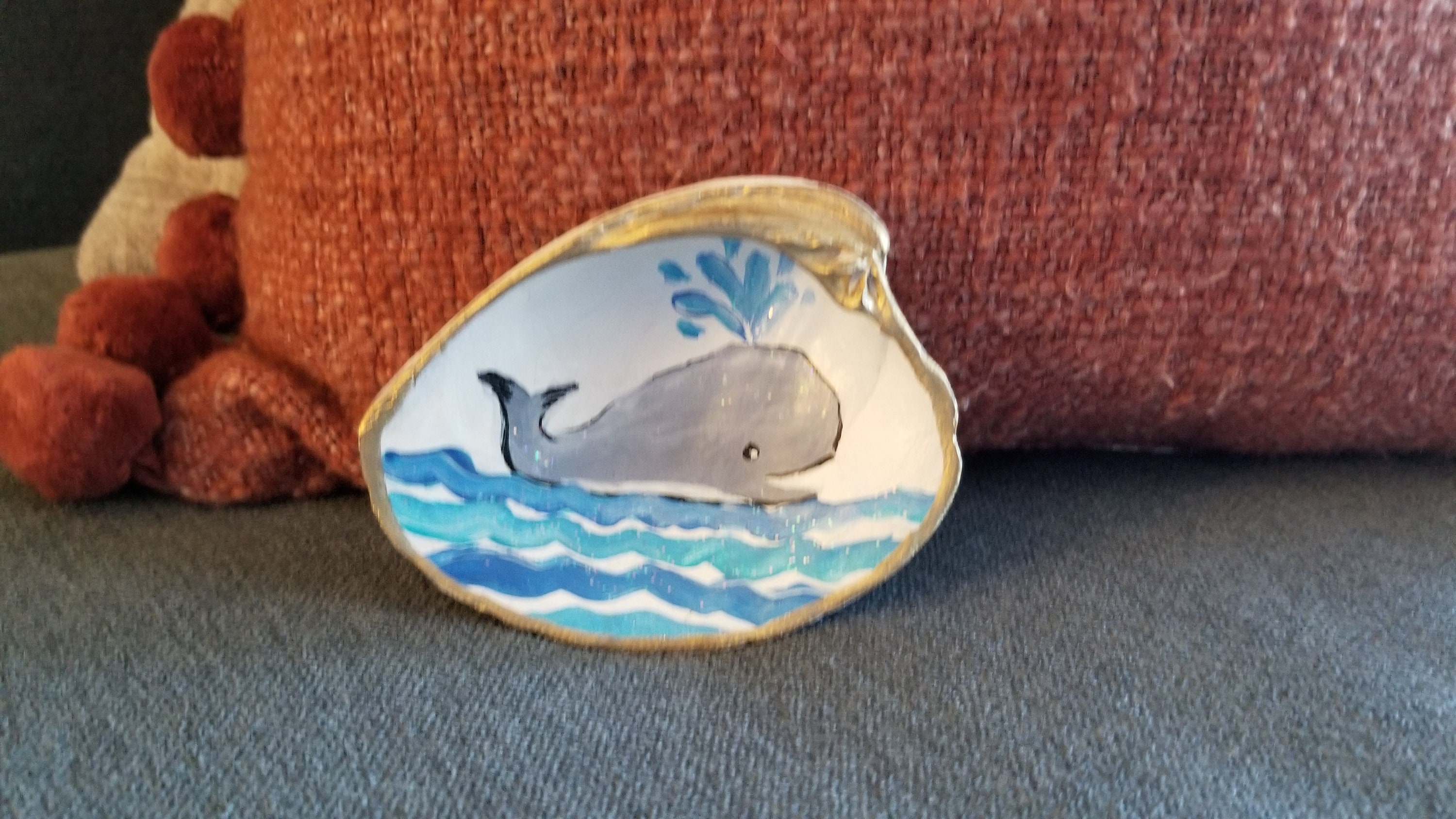 Hand-painted Shell, Whale Seashell, Whimsical Whale Art, Fish Painting ...