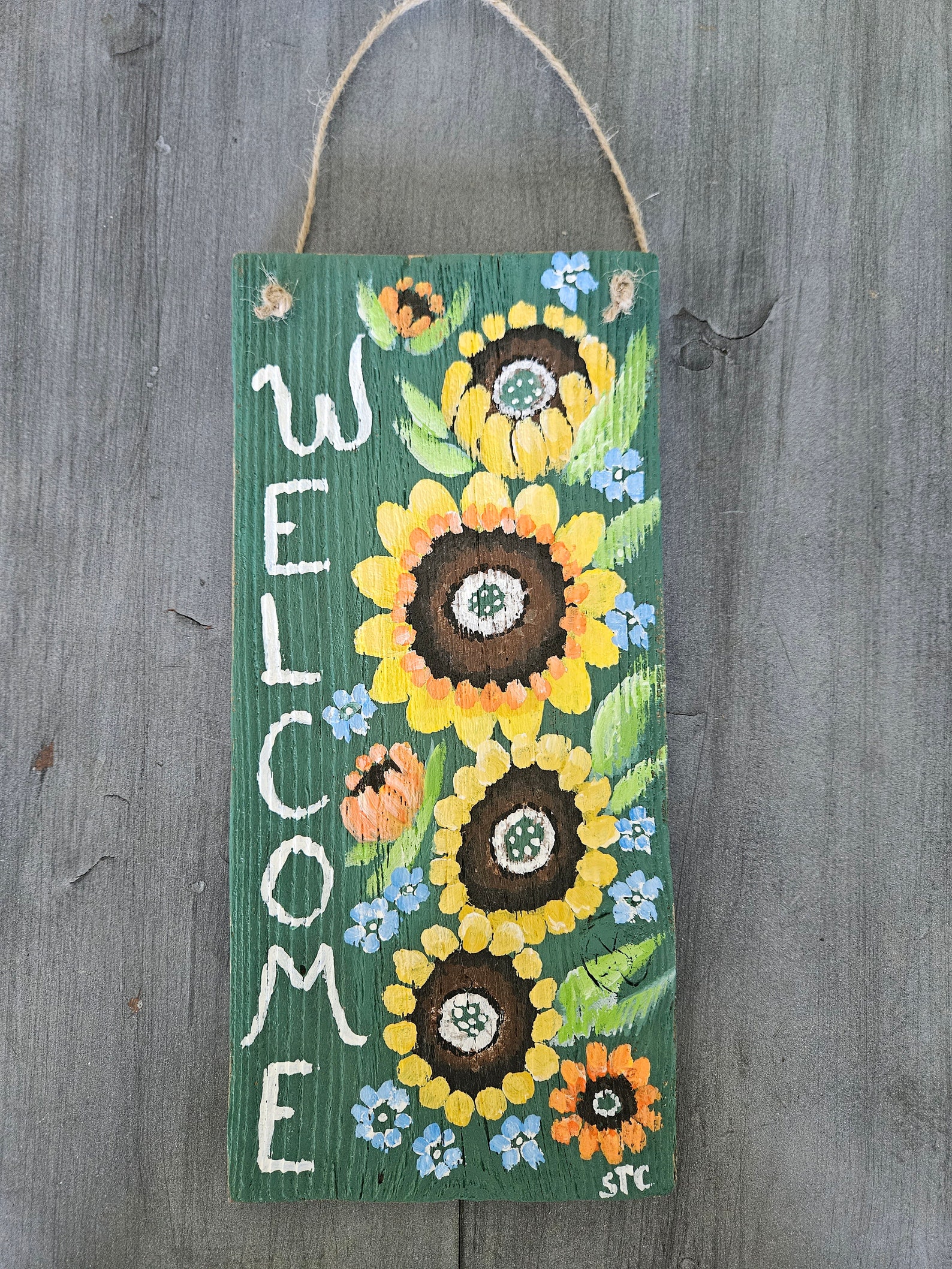 Hand-painted Sunflower Welcome Sign Summer Door Hanger Front - Etsy