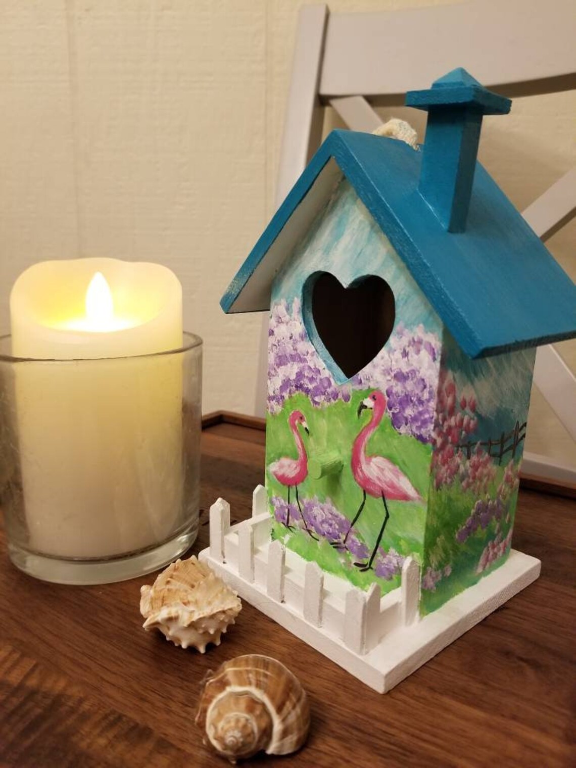 Painted Wood Birdhouse Pink Flamingo Collectors Item - Etsy