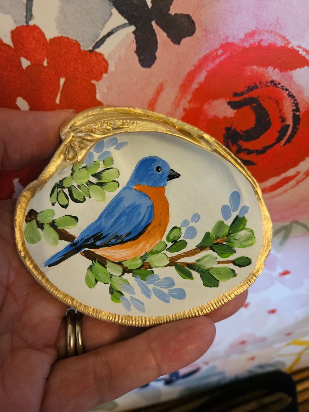 Painted Shell Painted Seashell Shell Art Bluebird Art - Etsy