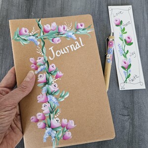 Hand-painted Journal With Flowers, Floral Painted Lined Diary, Journal ...