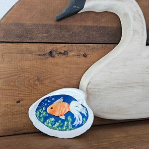 Hand-painted Shell With Fish, Seashell Art, Tropical Fish Decor, Small ...