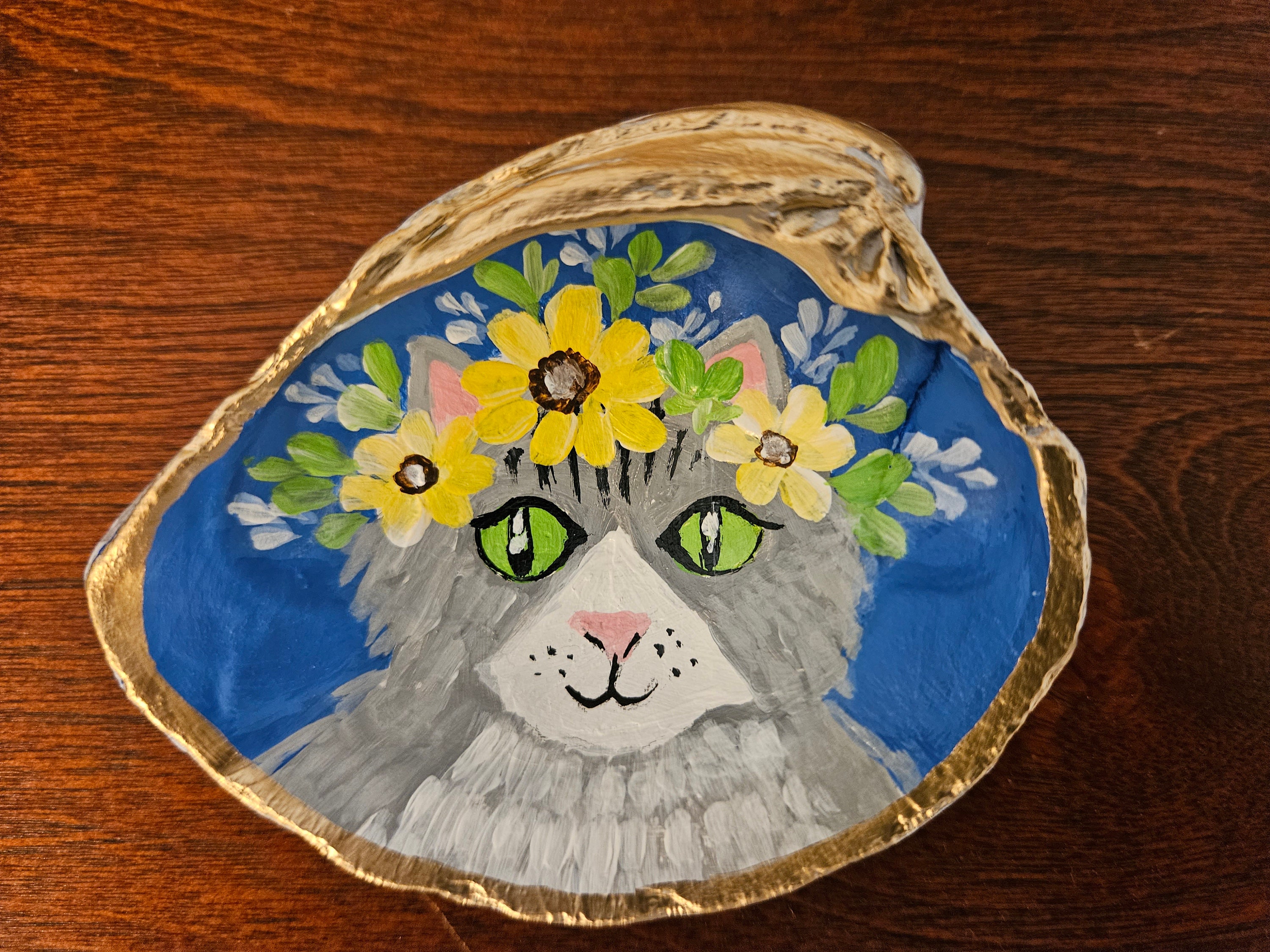 Hand-painted Shell, Artwork on Seashell, Cat Lover, Feline Painting ...