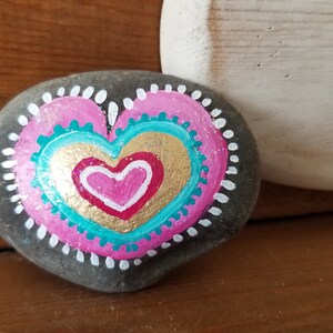 Stone Art, Painted Stone, Heart Rock, Love Token, Heart Gift, Heart Art ...