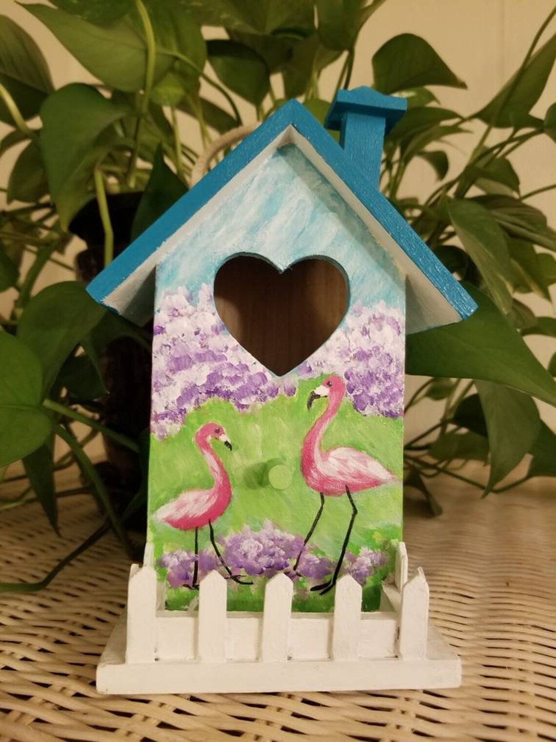 Painted Wood Birdhouse Pink Flamingo Collectors Item - Etsy