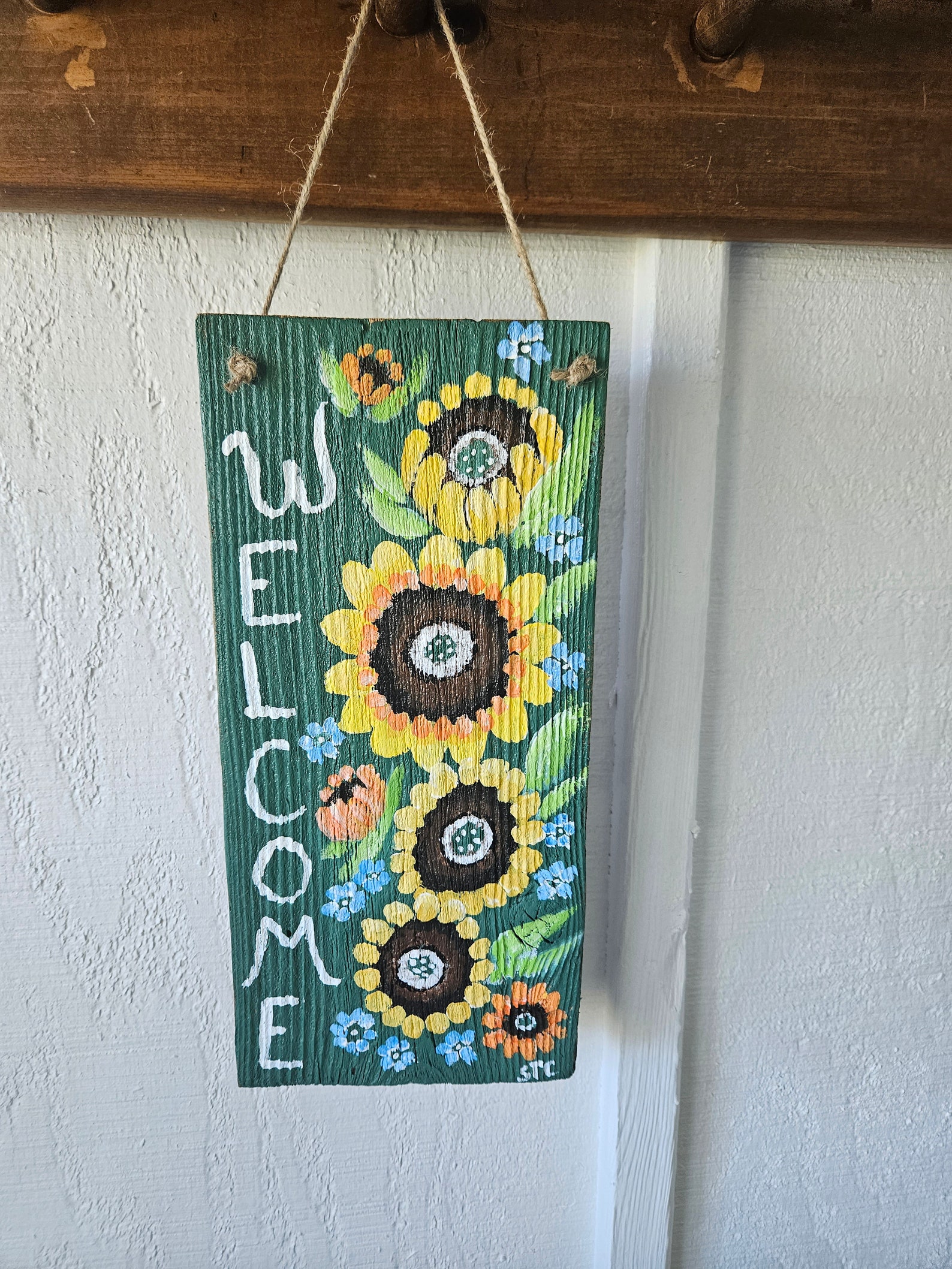 Hand-painted Sunflower Welcome Sign Summer Door Hanger Front - Etsy