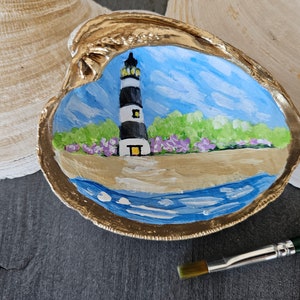 Hand-painted Lighthouse Shell, Original Seashell Coastal Decor, Sally ...