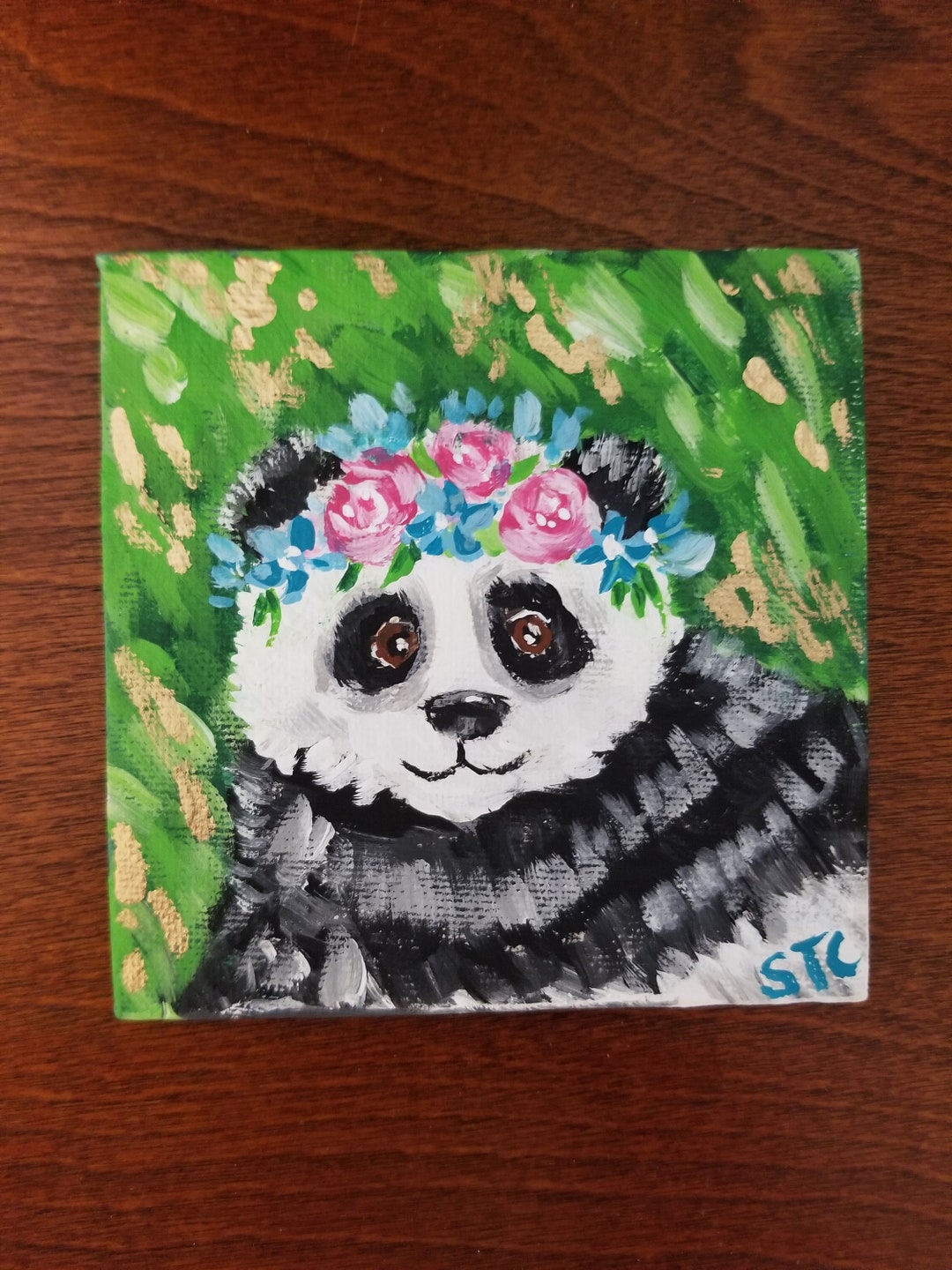 Original Art, Small Painting, Panda Bear Artwork, Panda Gift, Bear ...