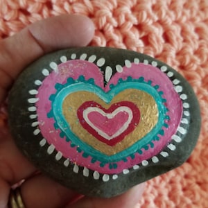 Stone Art, Painted Stone, Heart Rock, Love Token, Heart Gift, Heart Art ...