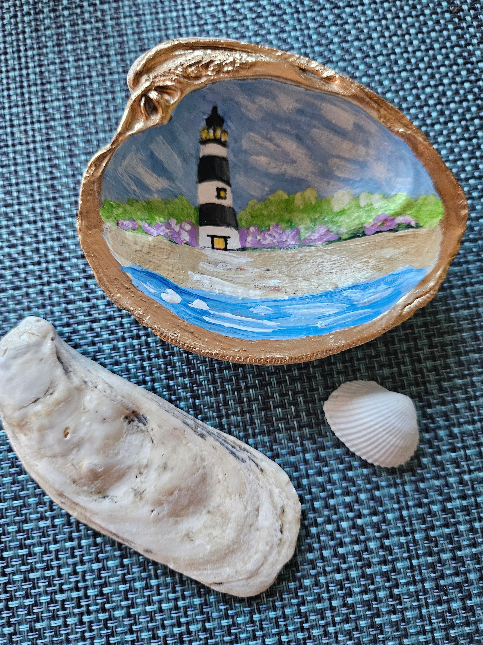 Hand Painted Shell, Lighthouse Shell Art, Painted Seashell, Lighthouse ...