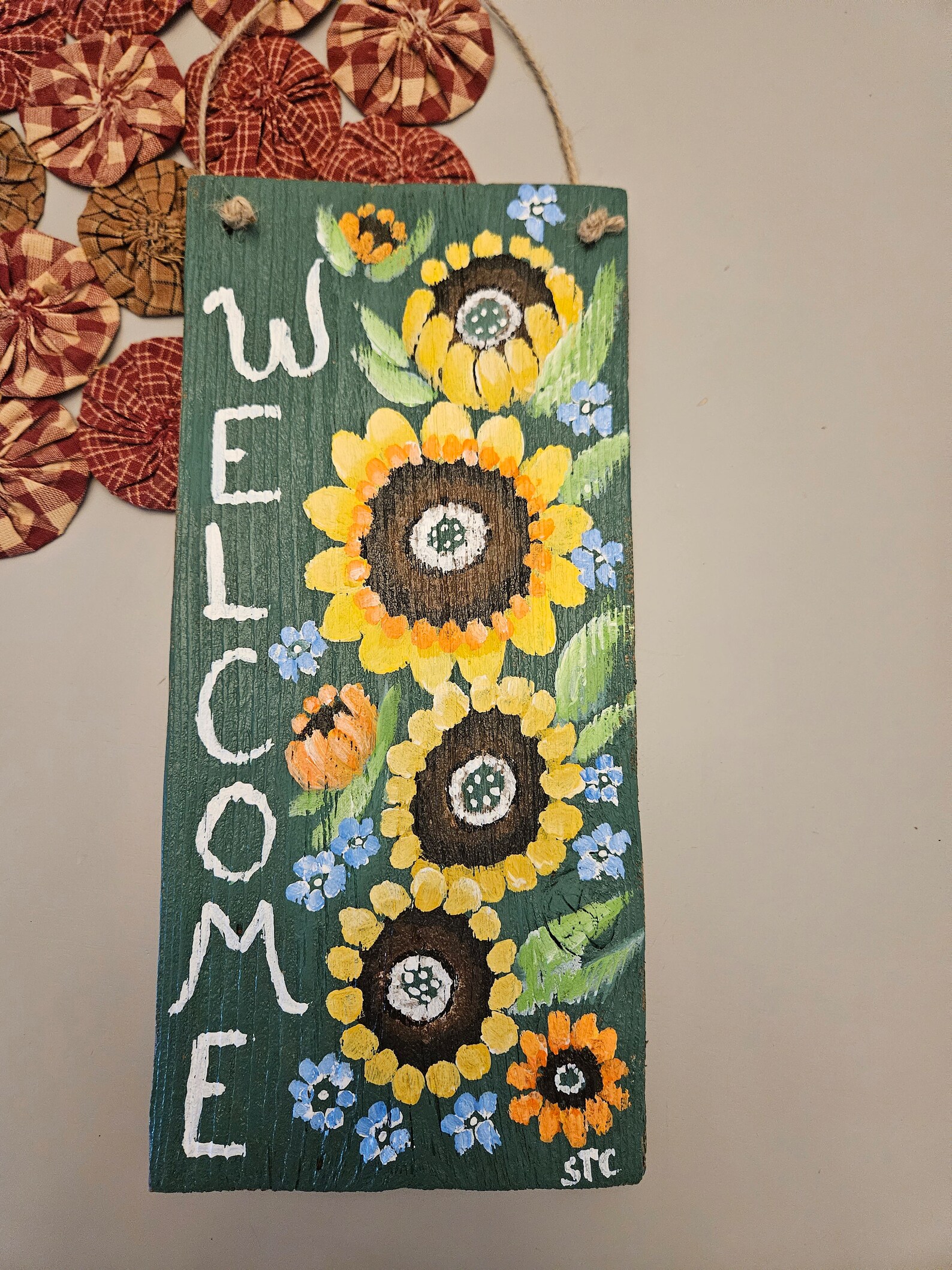Hand-painted Sunflower Welcome Sign Summer Door Hanger Front - Etsy