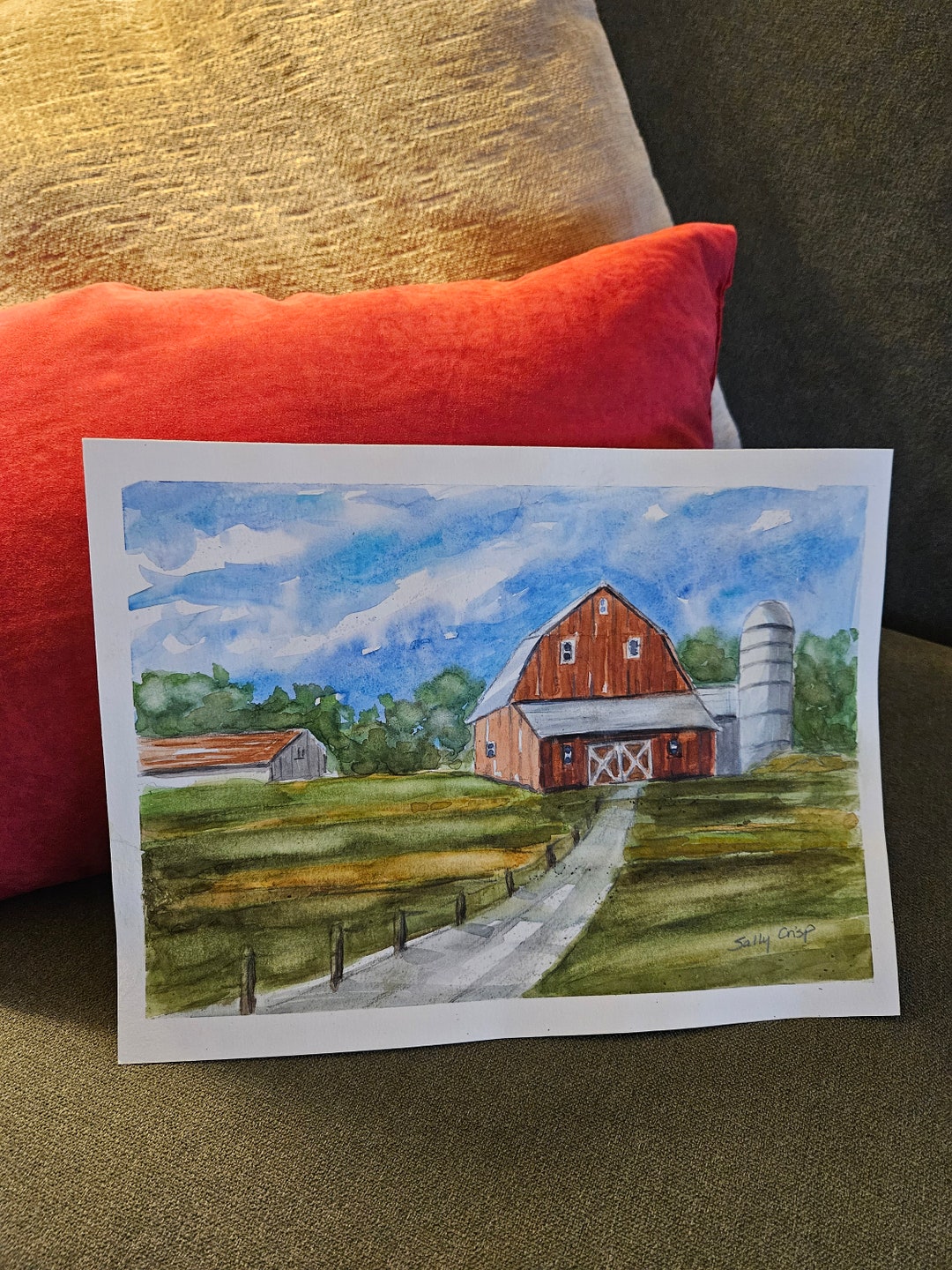 Original Watercolor Painting of Barn, Red Barn Farm Art, Country Barn ...
