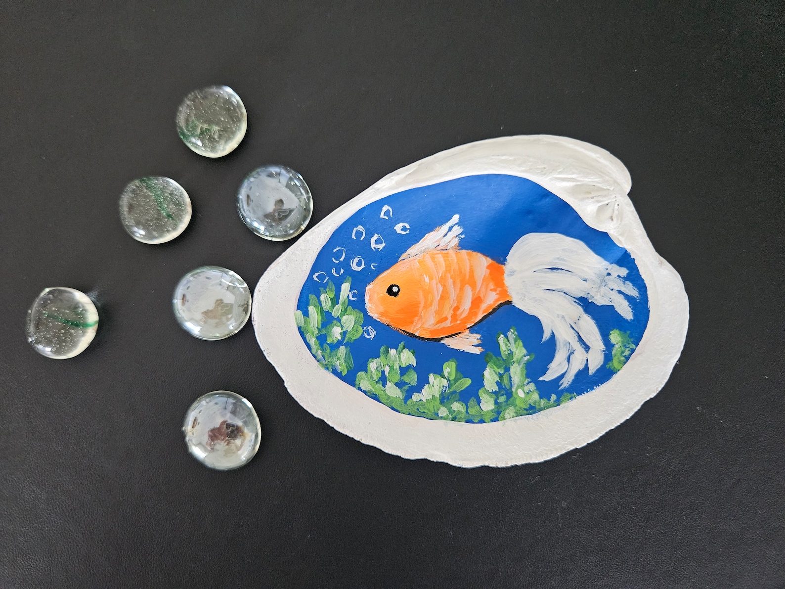 Hand-painted Shell With Fish, Seashell Art, Tropical Fish Decor, Small ...