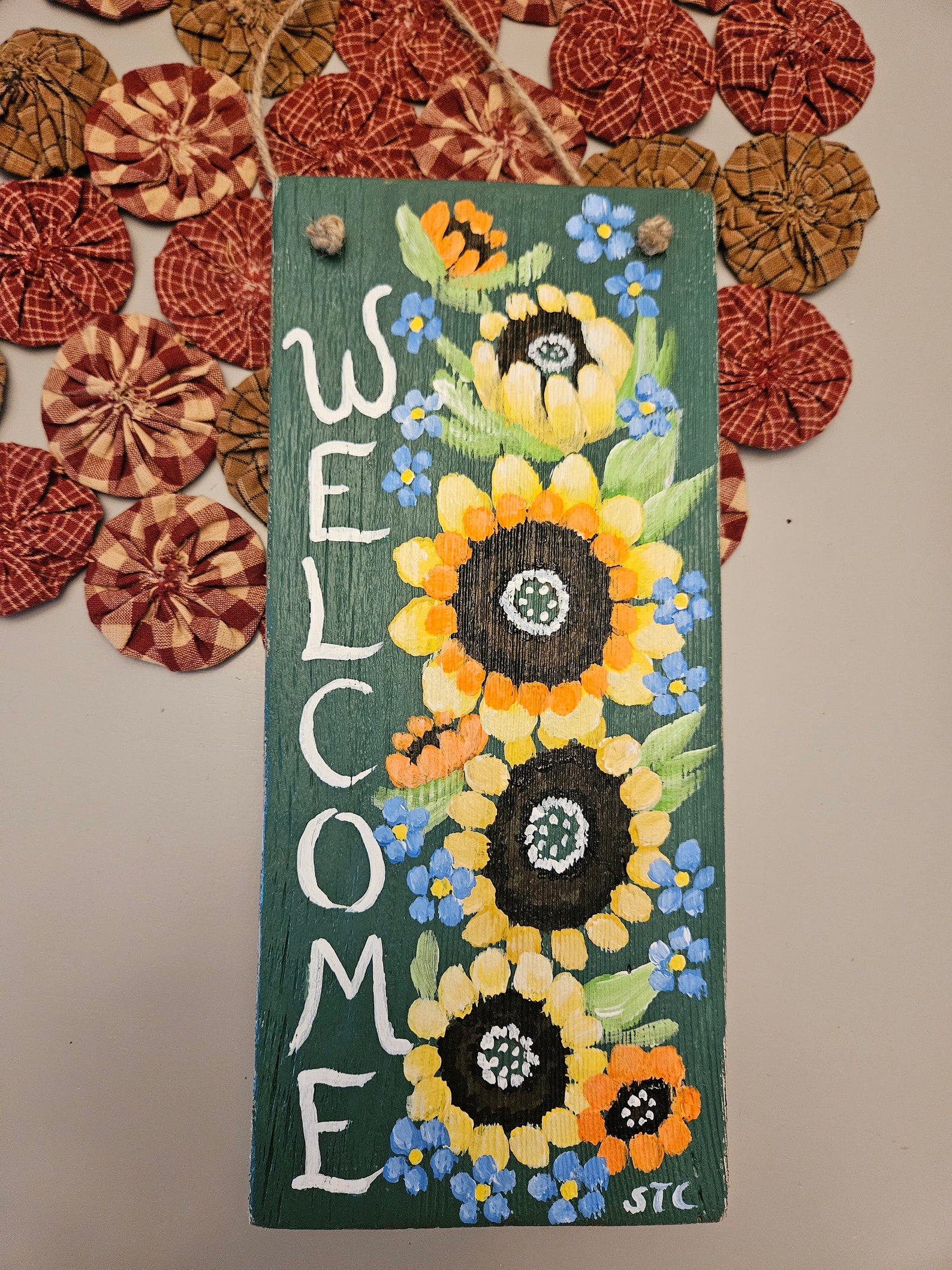 Hand-painted Sunflower Welcome Sign: Rustic Farmhouse Decor - Etsy