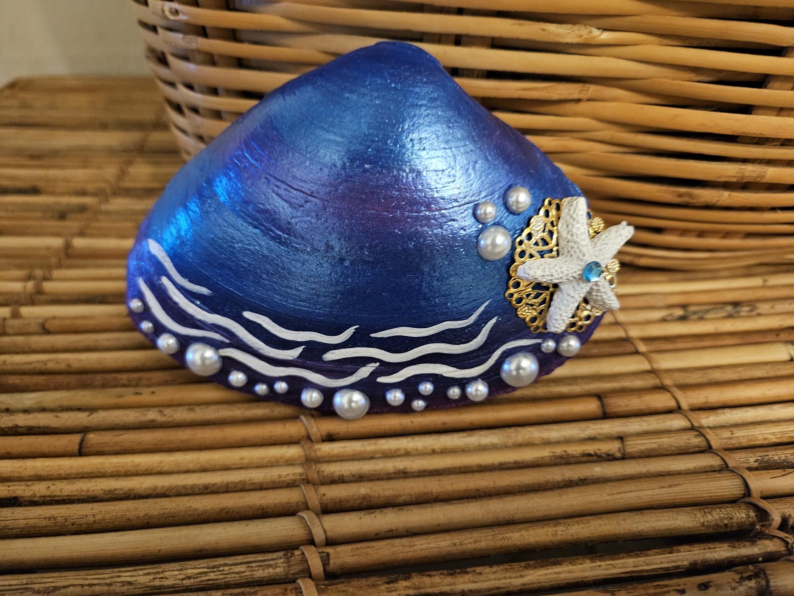Hand-painted Shell, Art on Seashell, Starfish Decor, Unique Beach Theme ...