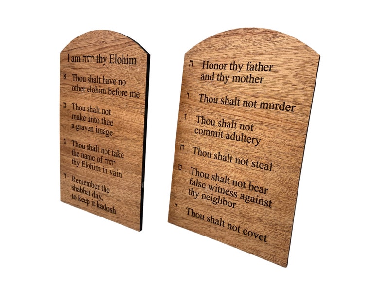 Ten Commandments Tablets (laser Engraved, Uses Hebrew Numbers and YHWH ...