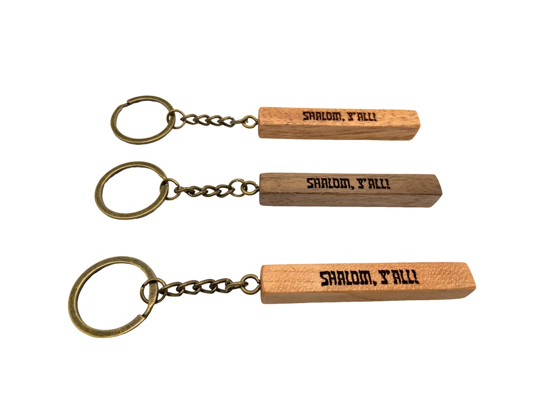 Shalom Y'all Wood Keychain - Etsy