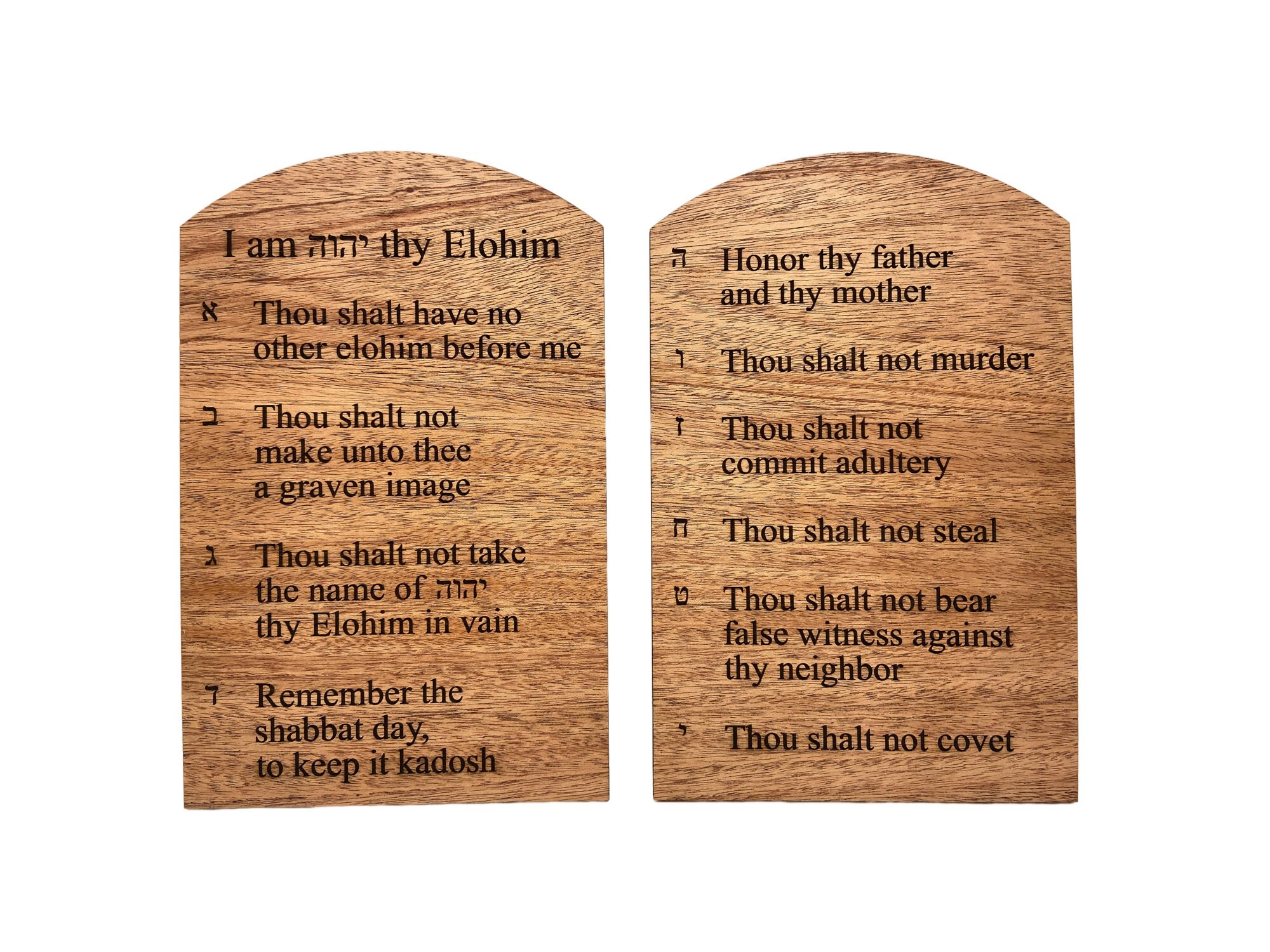 Ten Commandments Tablets (laser Engraved, Uses Hebrew Numbers and YHWH ...