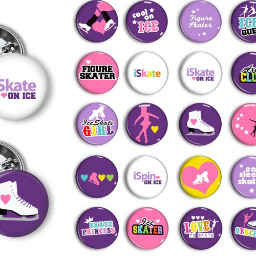Figure Skating Buttons Set of 8 Pinback Badges 1 Inch - Etsy