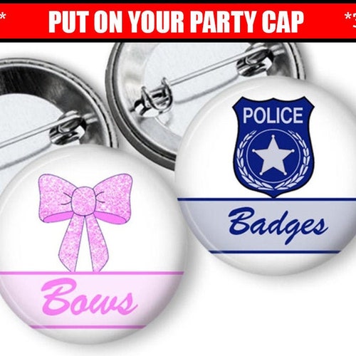 Badges or Bows Cake Topper/ Badges or Bows Gender Reveal | Etsy