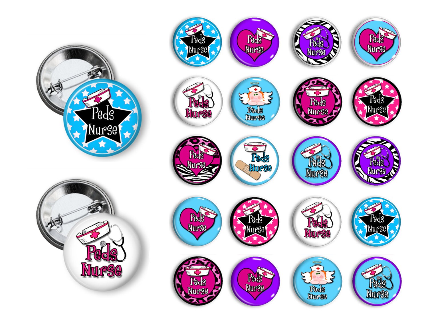 Peds Nurse Pins Pediatric Nurse Gift Pin Back Button Set Party | Etsy