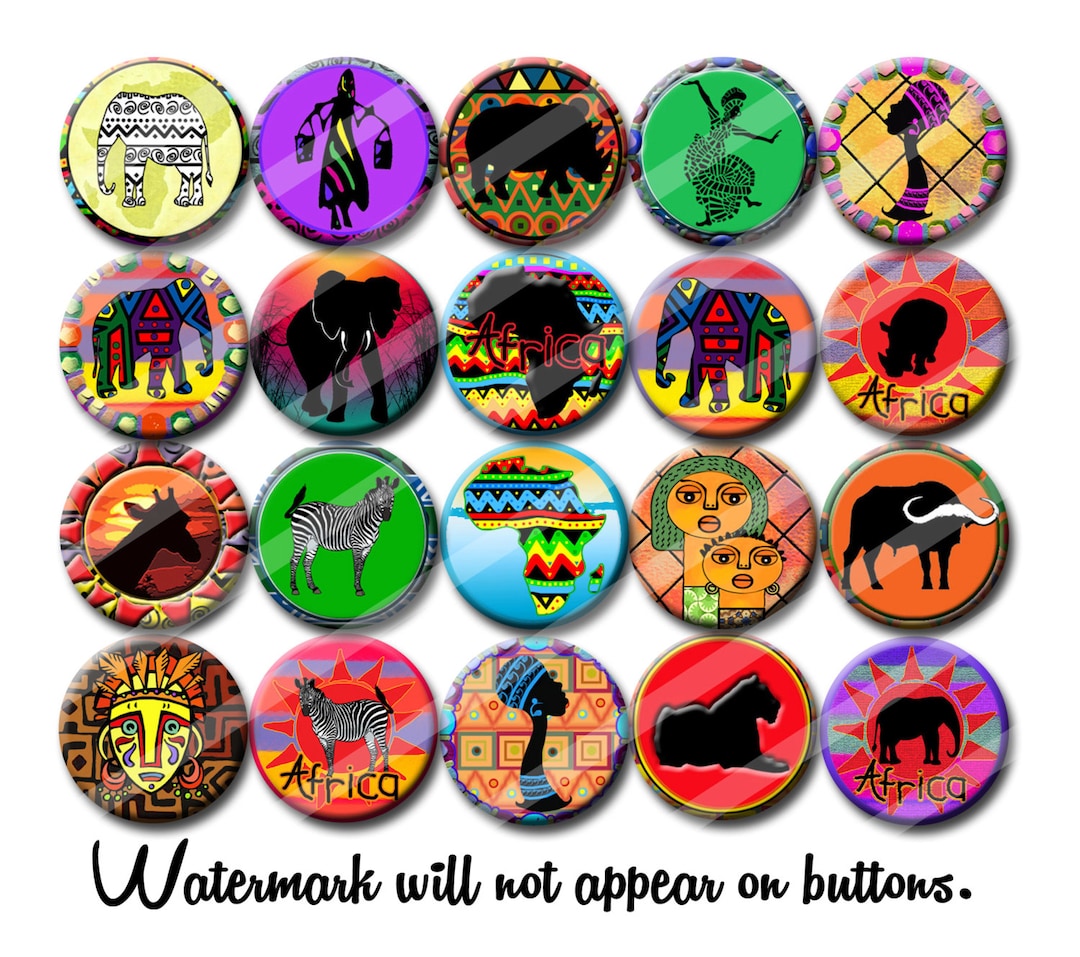 Africa Colorful African Art 1.25 Inch Pinback Buttons Pins Badgesor ...
