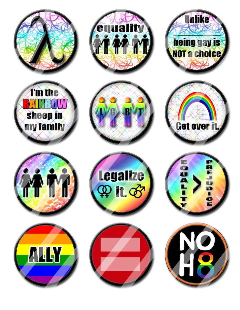 LGBT Gay Pride Theme Party Favors Set of 12 2.25 Inch Pin Back | Etsy