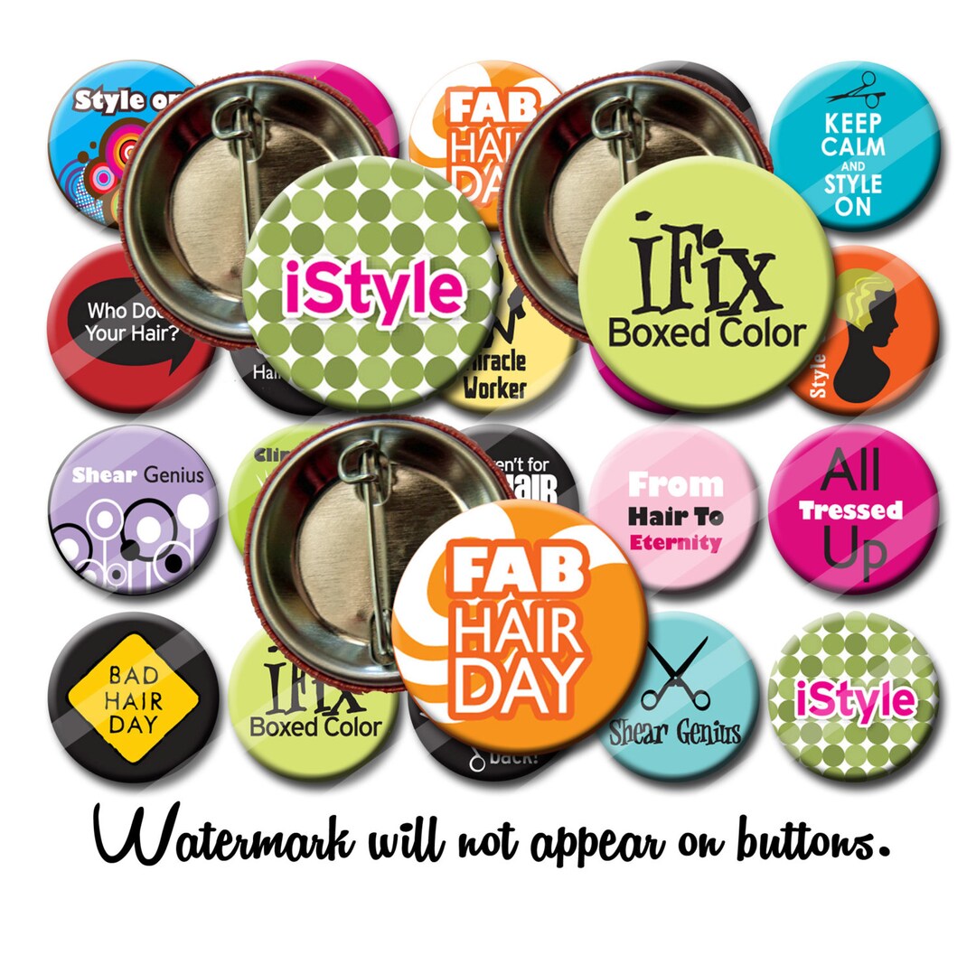 Hair Stylist Hair Dresser Cosmetology Stylist Pins Button Set 1.25 Inch ...