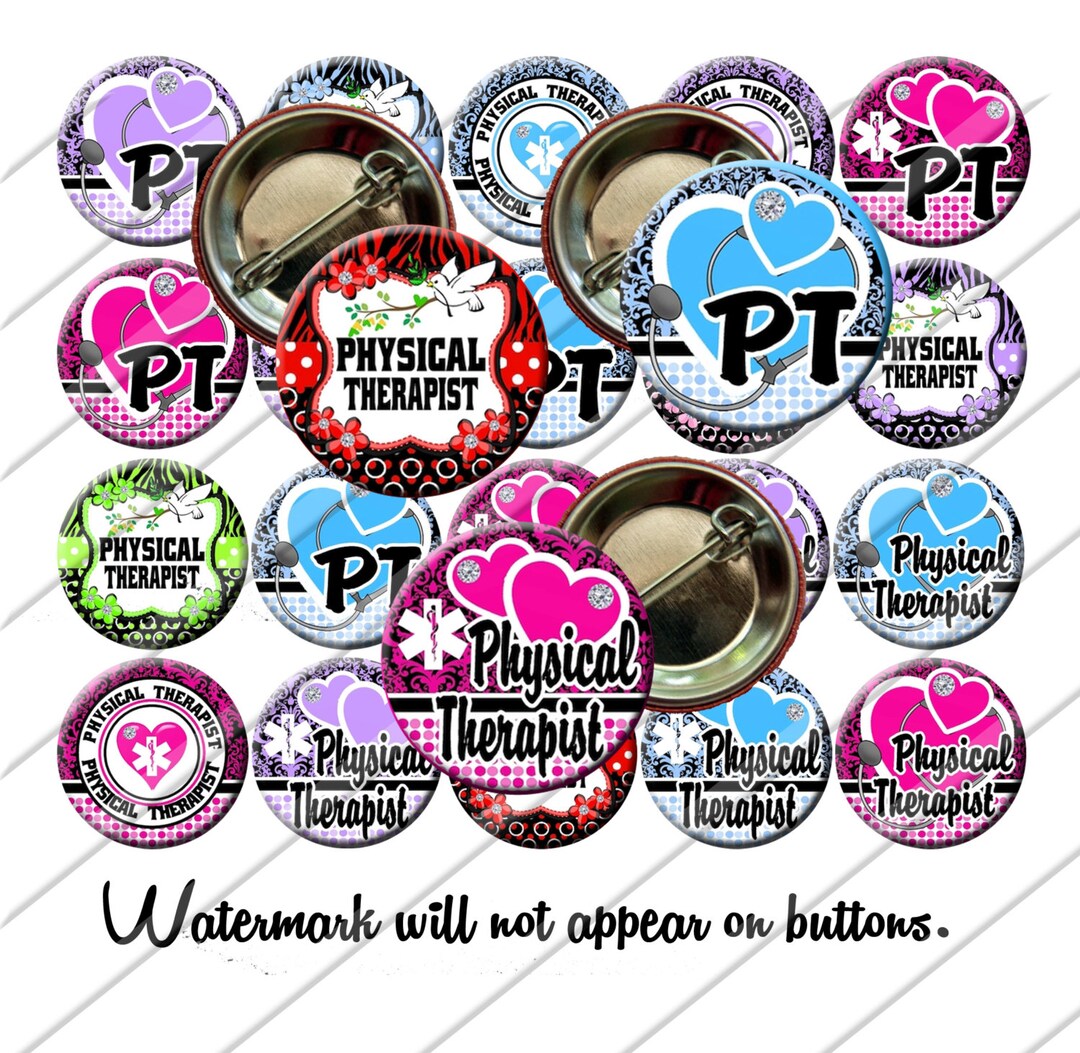 Physical Therapist Pins Pinback Button Set 1.25 Inch Gift Healthcare ...